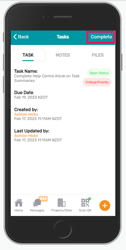 Incomplete Task Summary Notifications